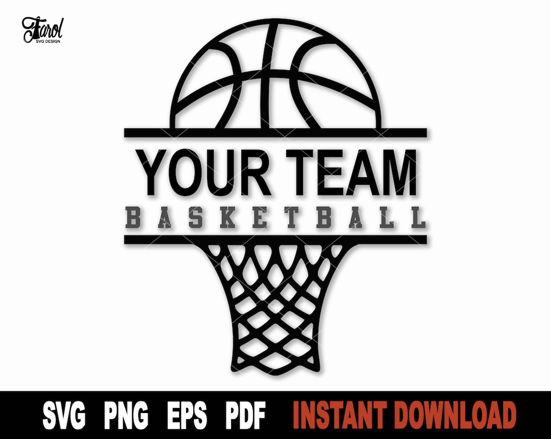 Basketball Hoop SVG: Split Name Frame, Sports Team Design (digital ...