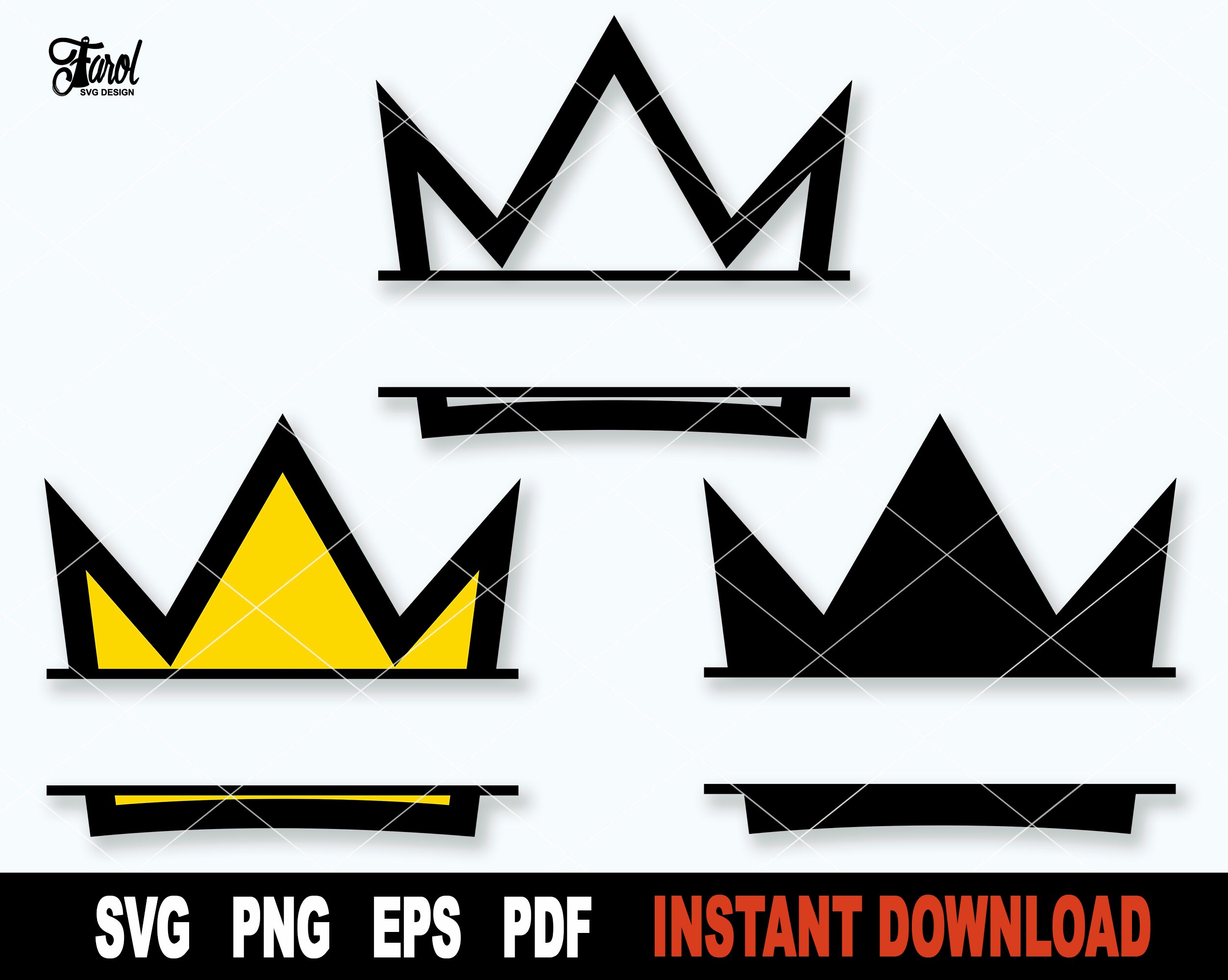 Crown Split Monogram SVG King Crown SVG File for Cricut - Etsy
