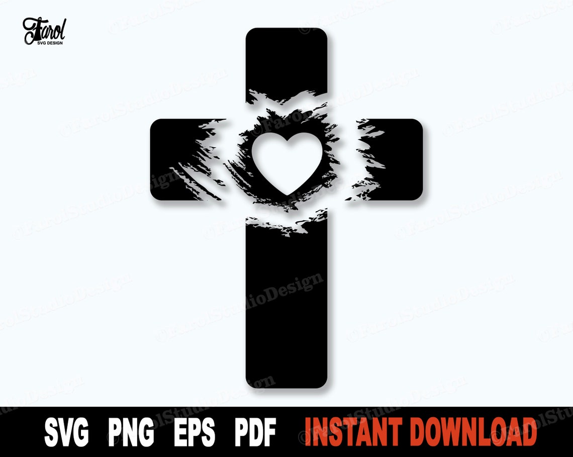 Cross SVG Love Exploded on the Cross Heart Svg File for - Etsy