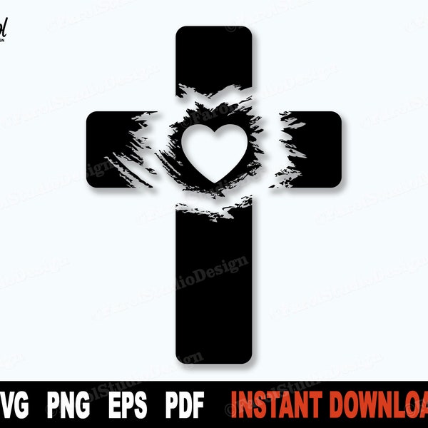 Heart With Cross Svg - Etsy