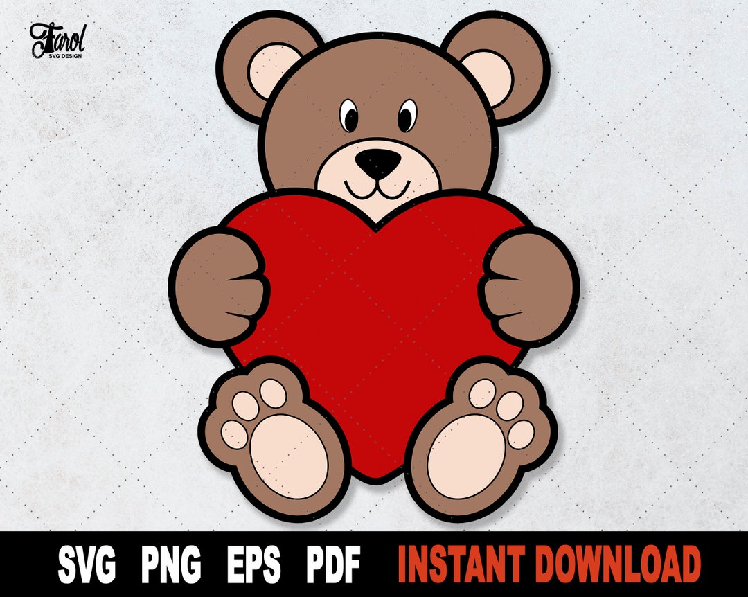 Bear SVG, Valentine SVG, Bear With Heart Svg, Love SVG, File for Cricut ...