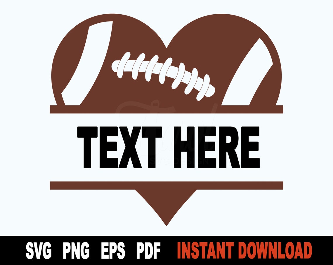 Football SVG Football Split Monogram Svg Heart Svg File for - Etsy