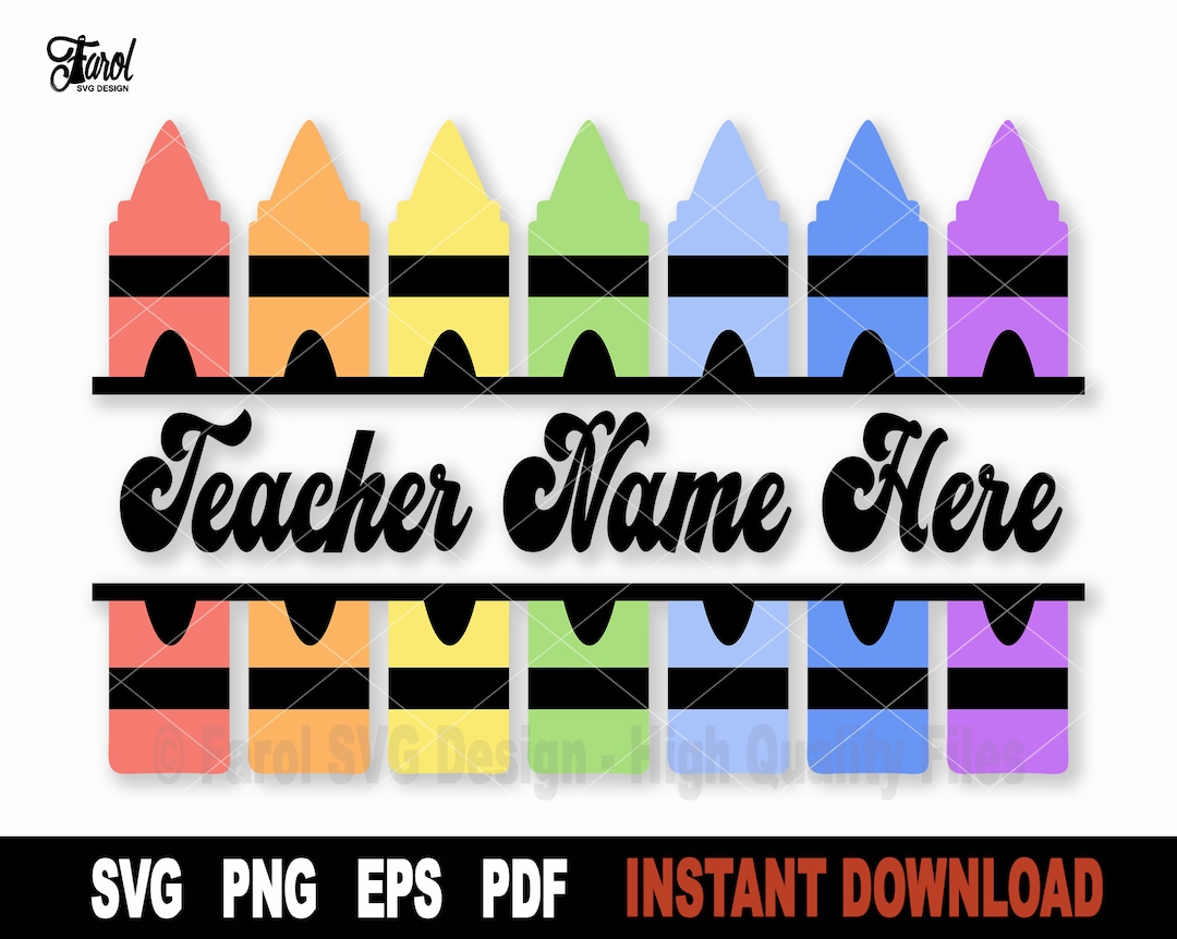 Crayon Monogram Svg, Teacher Name Svg File for Cricut, Silhouette ...