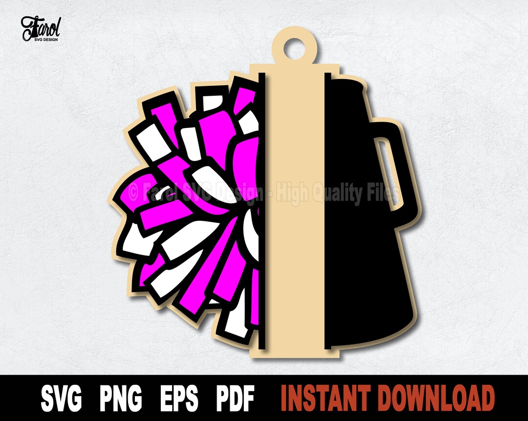 Cheerleader Megaphone & Pom Pom Split Frame SVG: Cricut, Silhouette ...