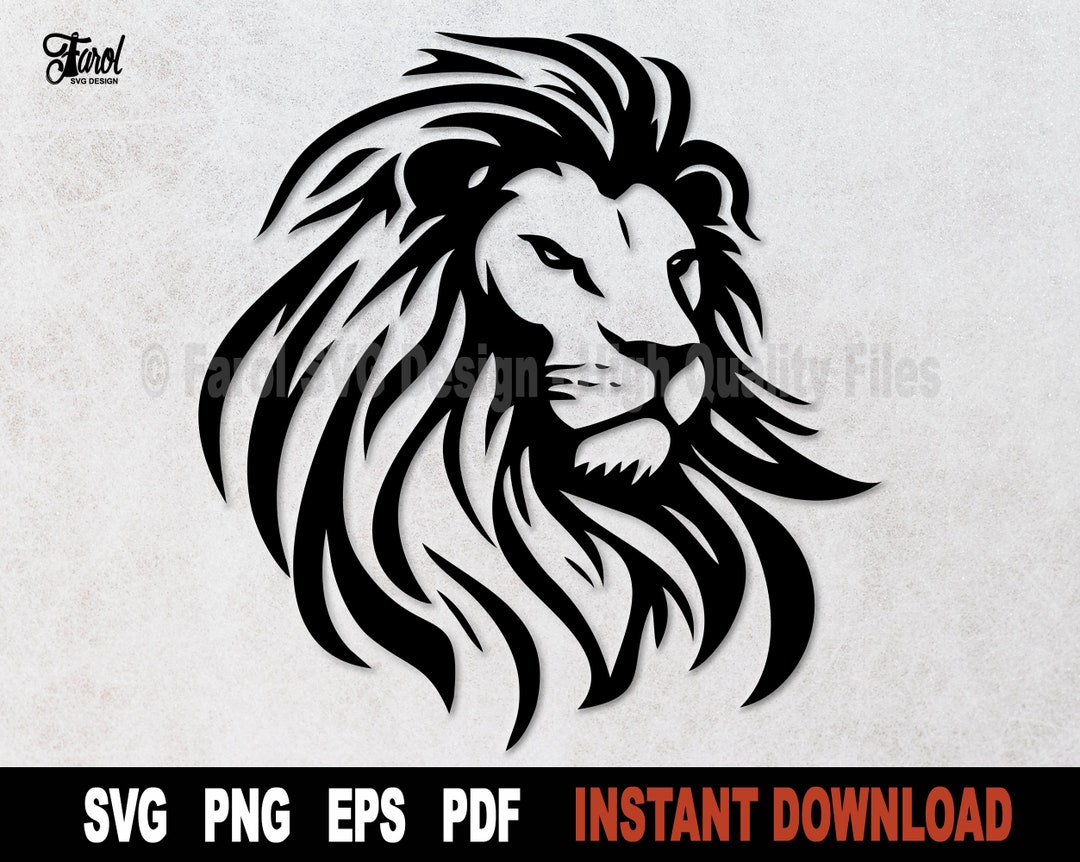 Lion Head Svg: Animal Vector Clipart, Cricut, PNG Art (digital Download ...