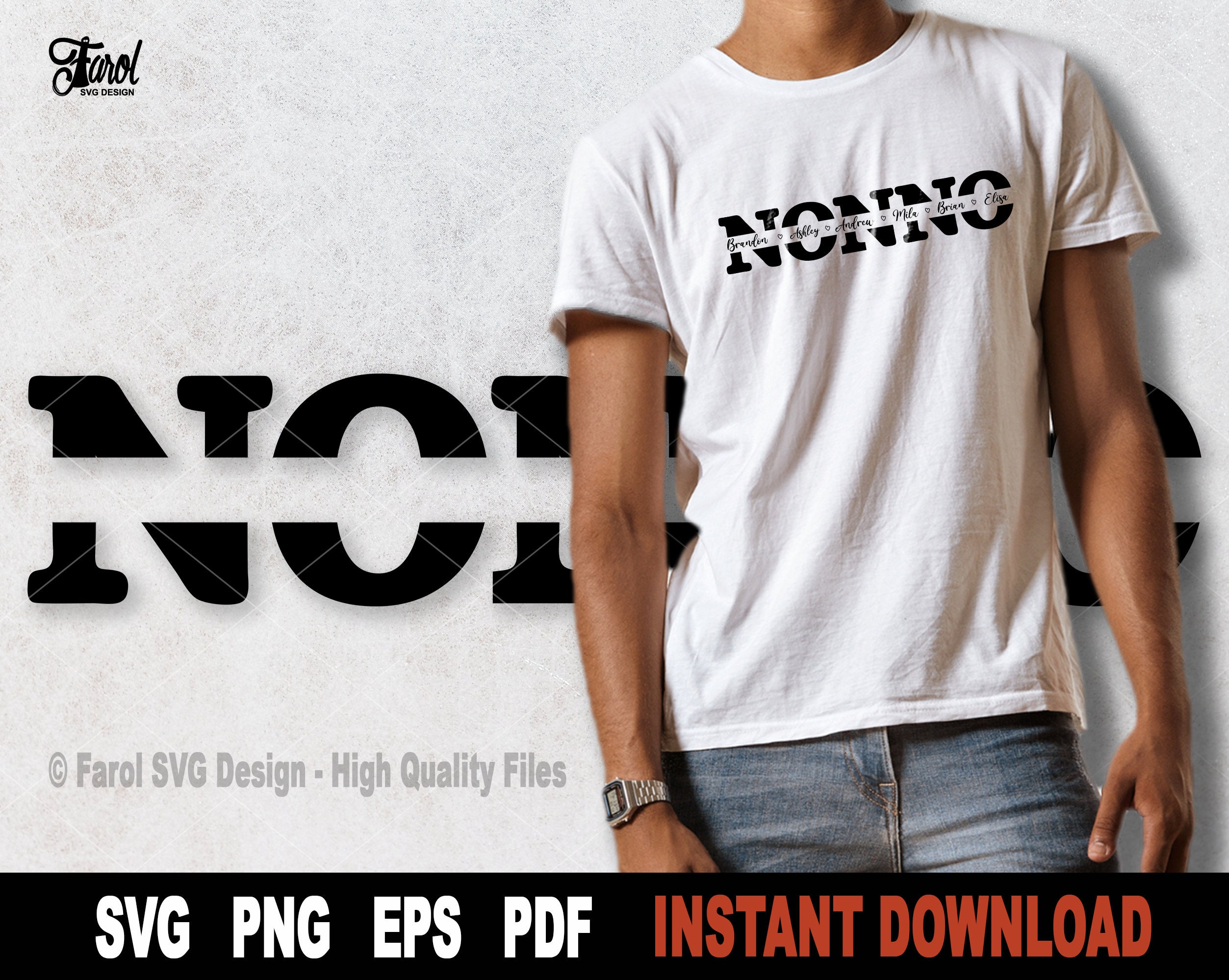 Nonno Svg Grandpa SVG Split Name Frame Svg Father's Day - Etsy