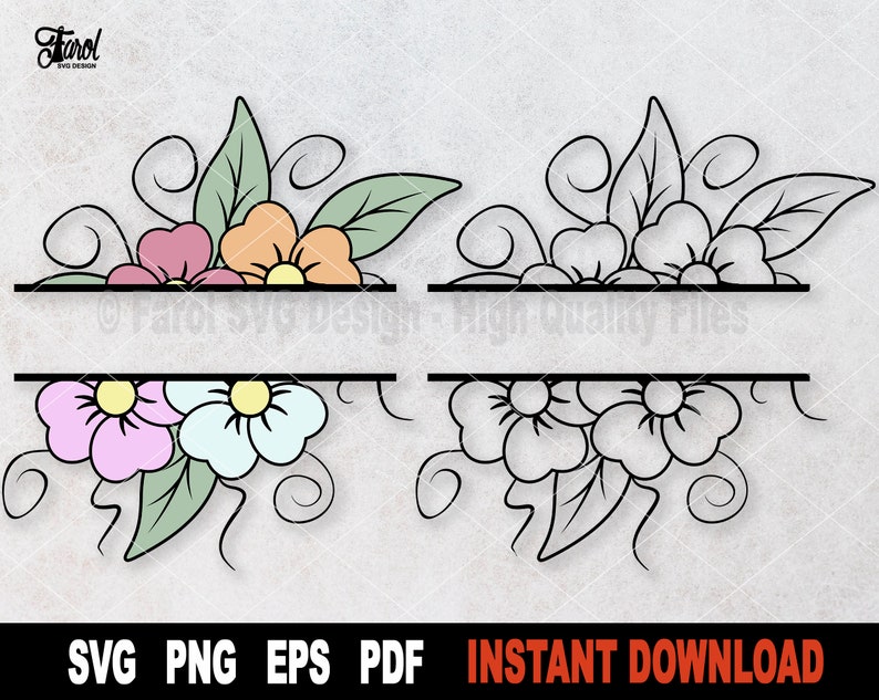 Flowers Svg Floral Split Monogram Svg File for Cricut - Etsy