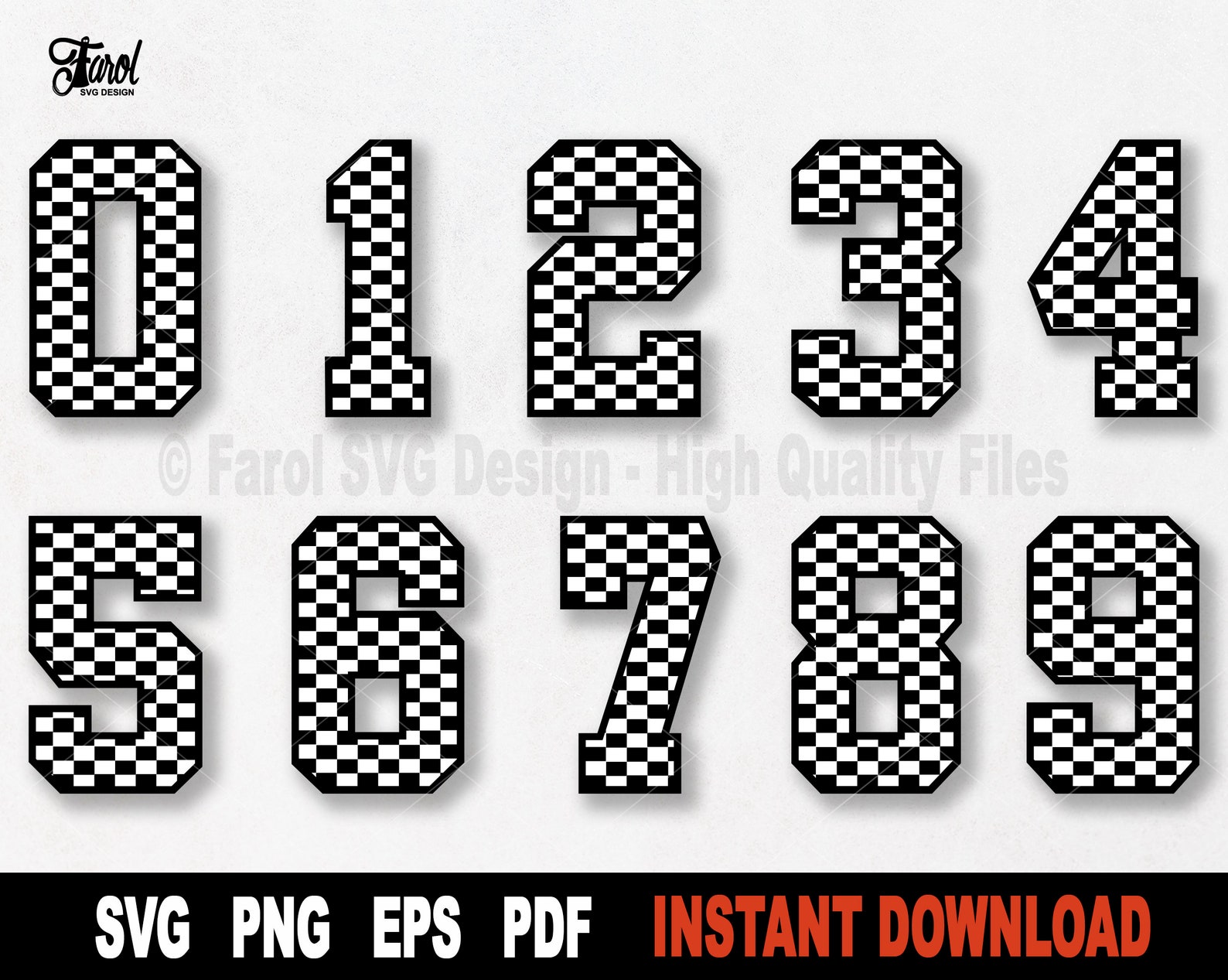 Racing Checkered Numbers SVG: Sport Clipart, Cricut Silhouette Cut File ...