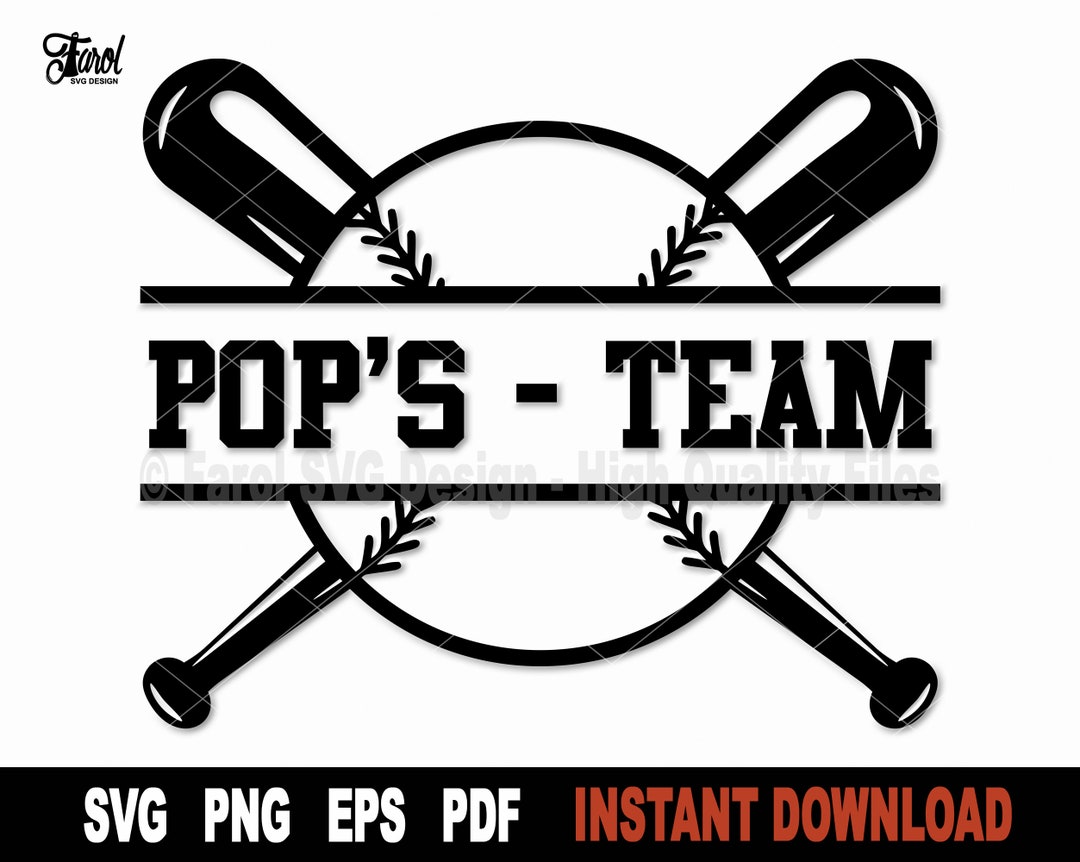 Baseball Bat SVG: Pops Team Split Frame (digital Download) - Etsy