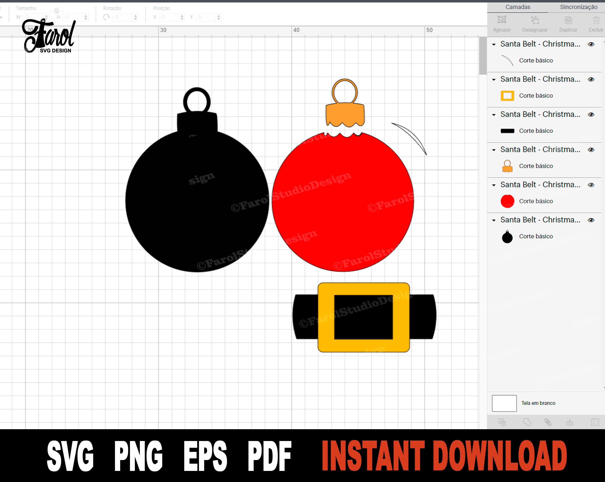 Santa Belt Svg Ornament SVG File for Cricut Silhouette - Etsy UK