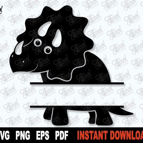 Dinosaur SVG Triceratops Split Monogram SVG Black Dinosaur - Etsy