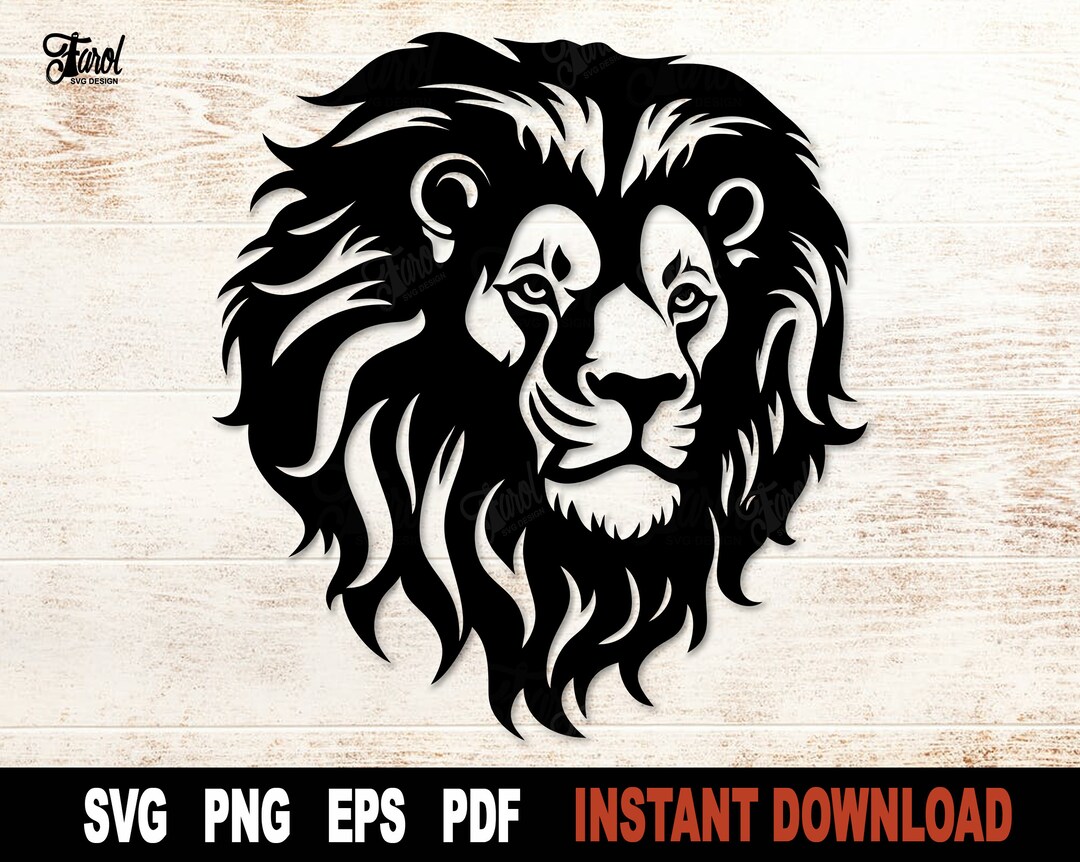 Lion Head SVG: Animal Vector Clipart, Cricut Files (digital Download ...