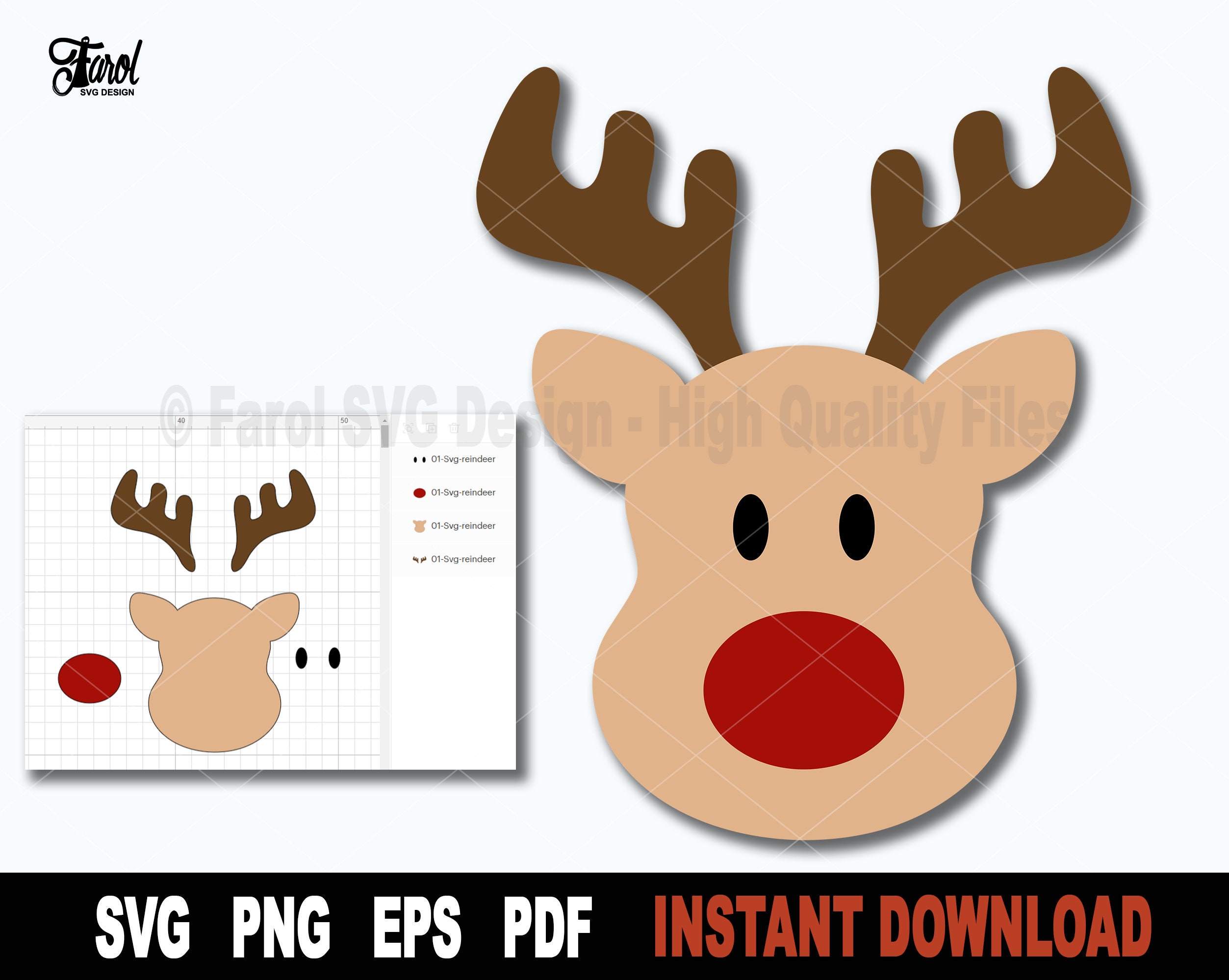 Reindeer Svg Reindeer Face Svg File for Cricut Silhouette - Etsy Australia