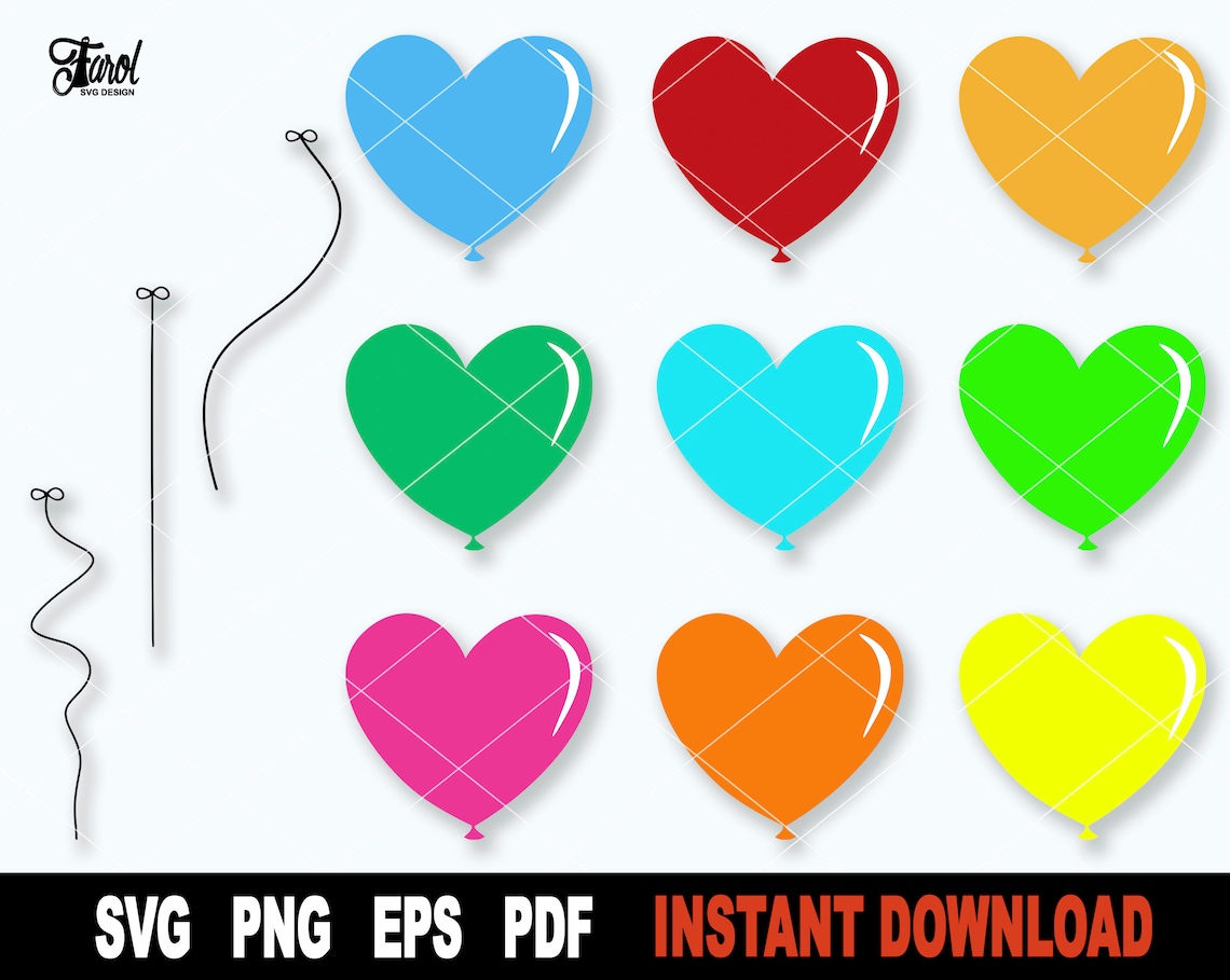 Balloon Svg Bundle Heart Shaped Balloon SVG File for Cricut - Etsy