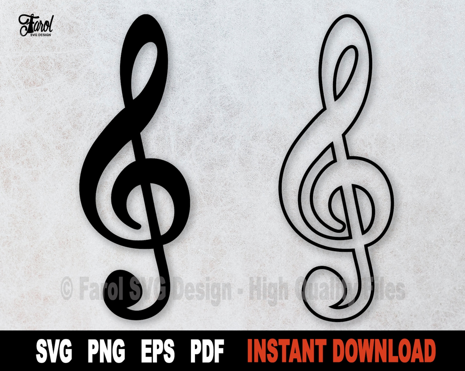 Treble Clef SVG Music Notes SVG File for Cricut Black - Etsy