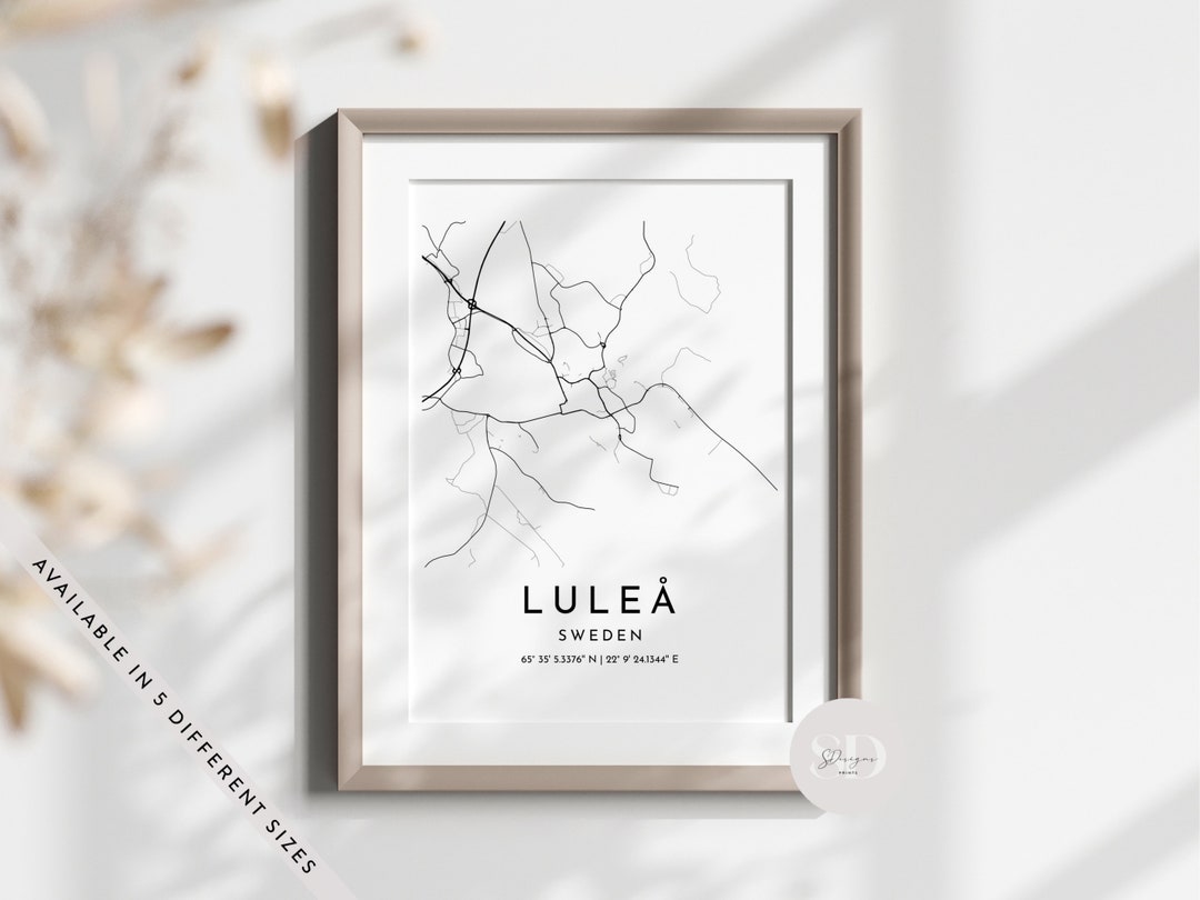 Lulea Line Map Country Print, Lulea Map, Sweden Map Print, Travelling ...