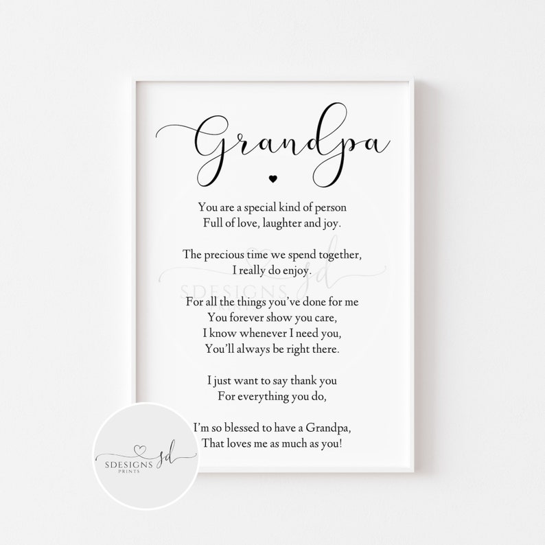 Grandpa Poem Print Fathers Day Grand Father Gift for Him - Etsy