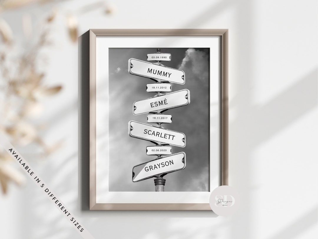 Personalised Family Names Street Sign Vintage Print, Personalised ...