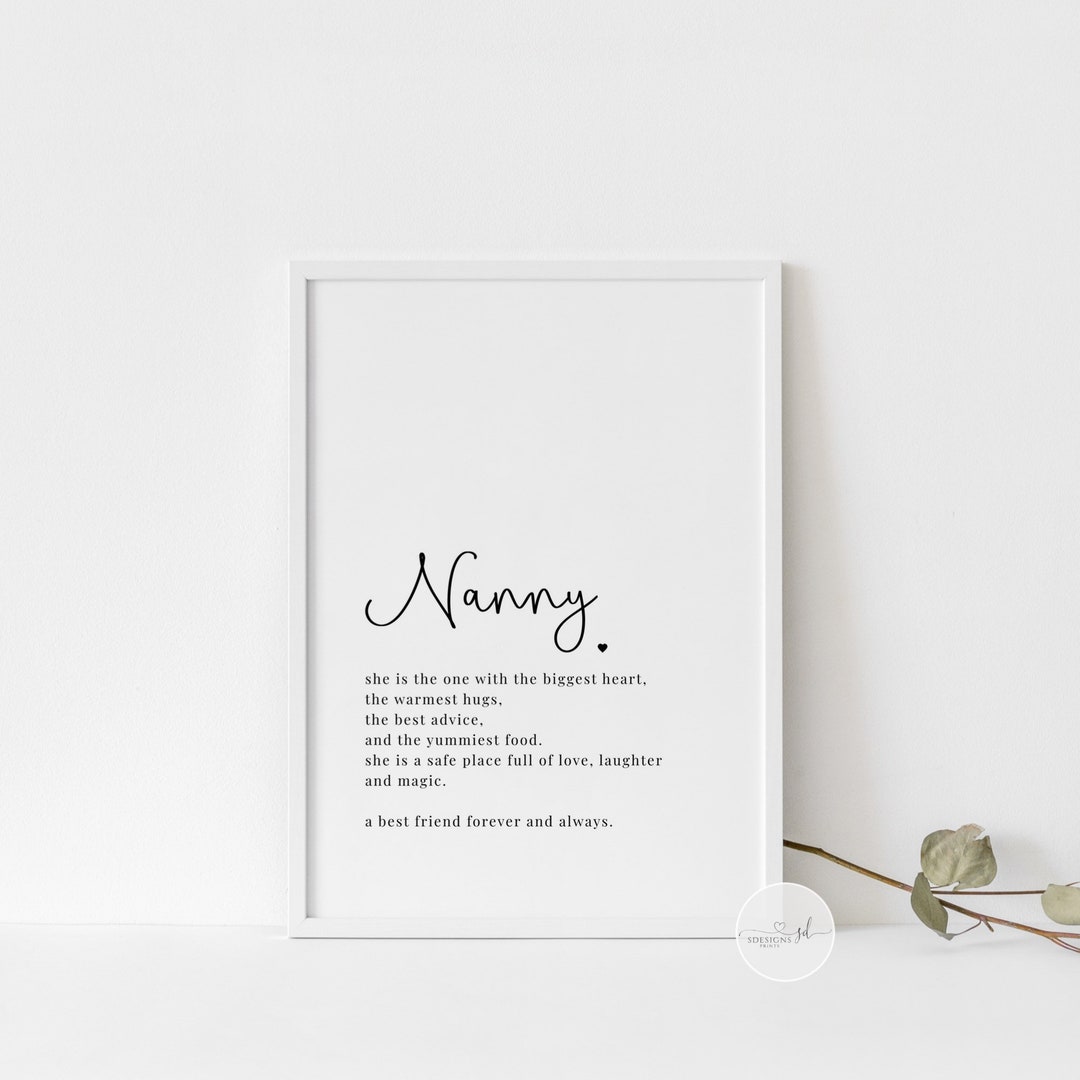 Nanny Definition Print Mothers Day Print Gift for Nanny - Etsy
