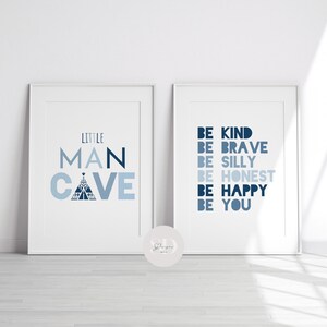 Boys Bedroom Set of 2 Quote Prints, Little Man Cave Print, Boys ...