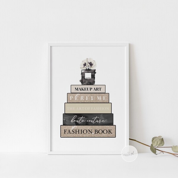 Book Stack Fashion Print Wall Art - Etsy