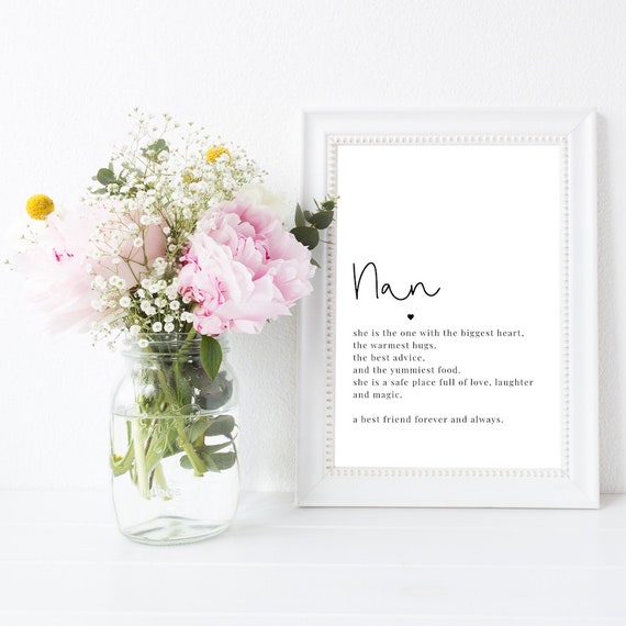 Nan Definition Print Mothers Day Gift For Nan | Etsy