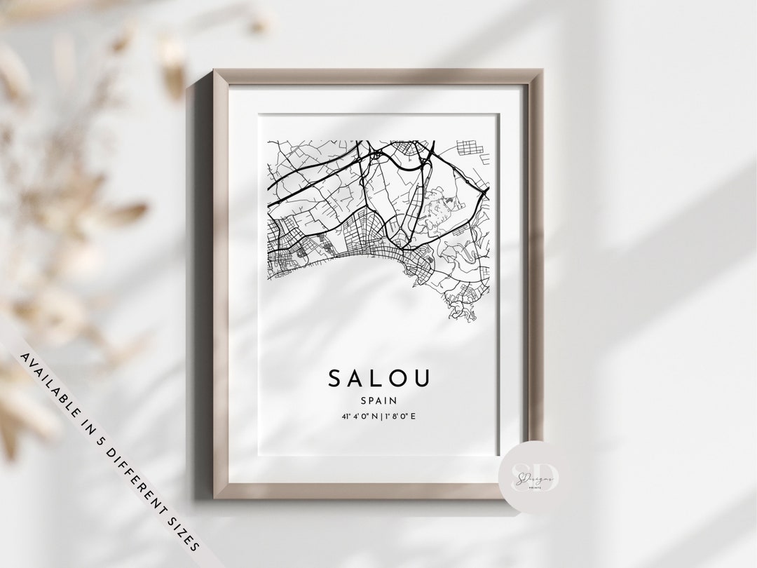 Salou Line Map Print, Salou Map, Spain Country Map Print, Travelling ...