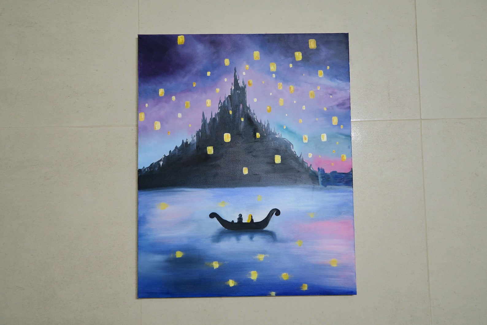 Tangled. Floating Lights. Rapunzel Oil Painting Handmade. Oil - Etsy