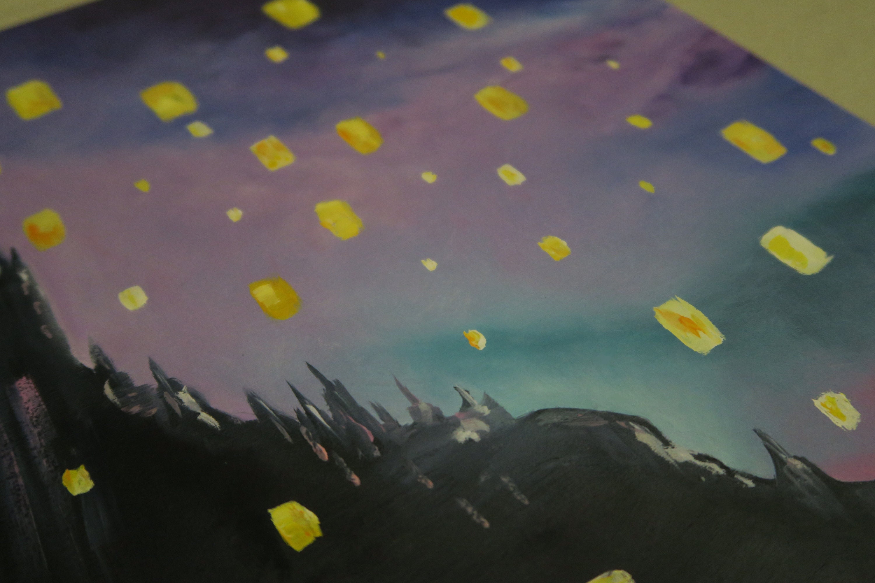 Tangled. Floating Lights. Rapunzel Oil Painting Handmade. Oil - Etsy