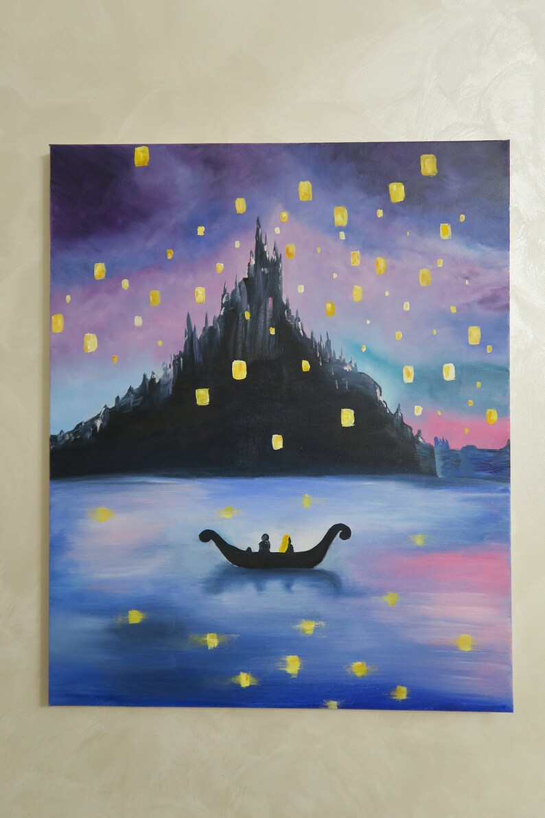 Tangled. Floating Lights. Rapunzel Oil Painting Handmade. Oil - Etsy