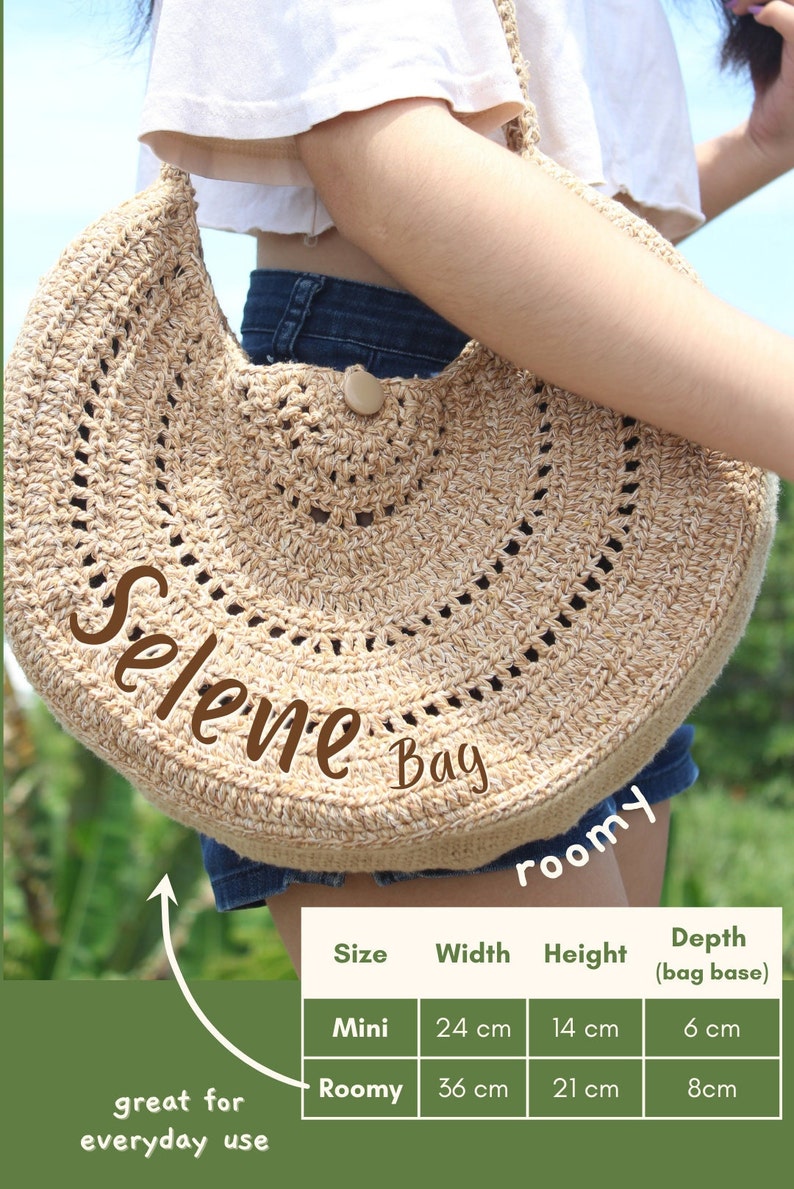 Selene Crochet Bag Pattern | 2 Sizes, Crescent, Handbag, Purse, - Etsy