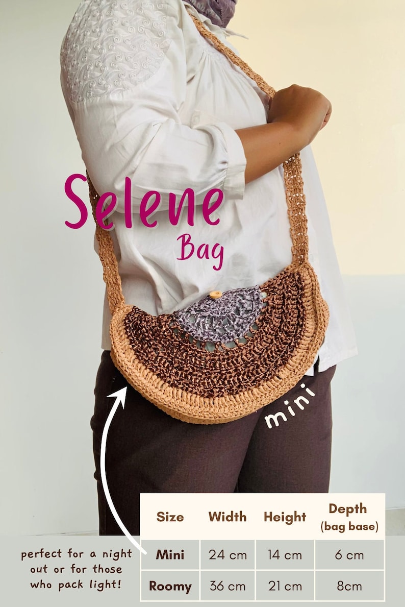 Selene Crochet Bag Pattern | 2 Sizes, Crescent, Handbag, Purse, - Etsy