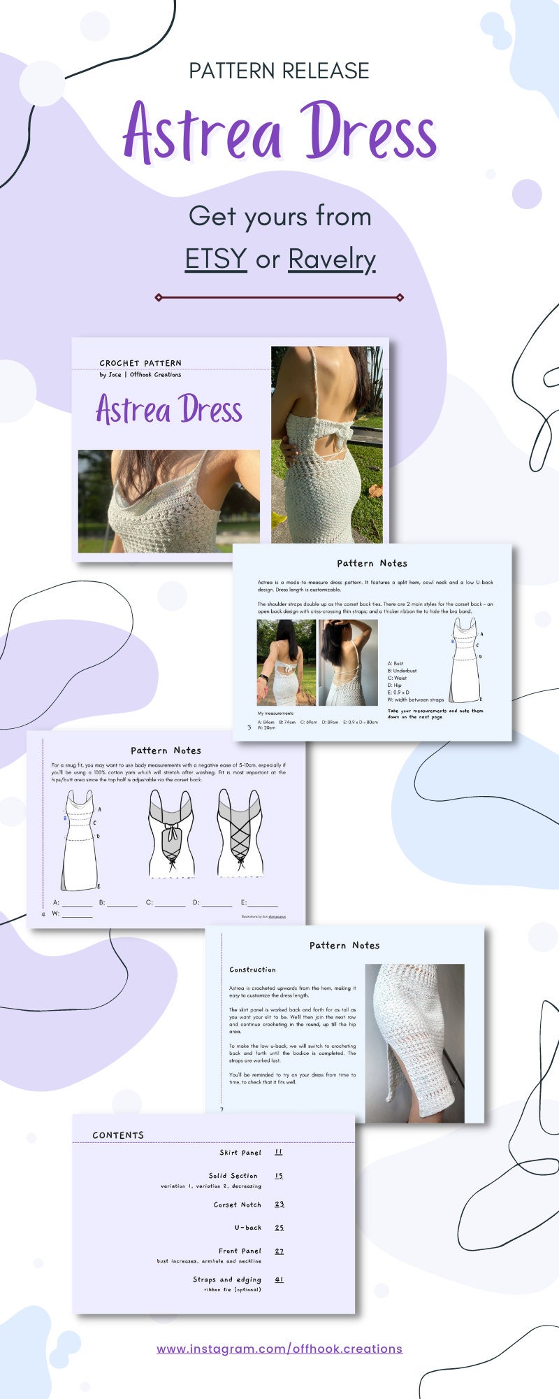 Astrea Dress Crochet Pattern | Cowl Neck Lace Dress, Made to Measure - Etsy