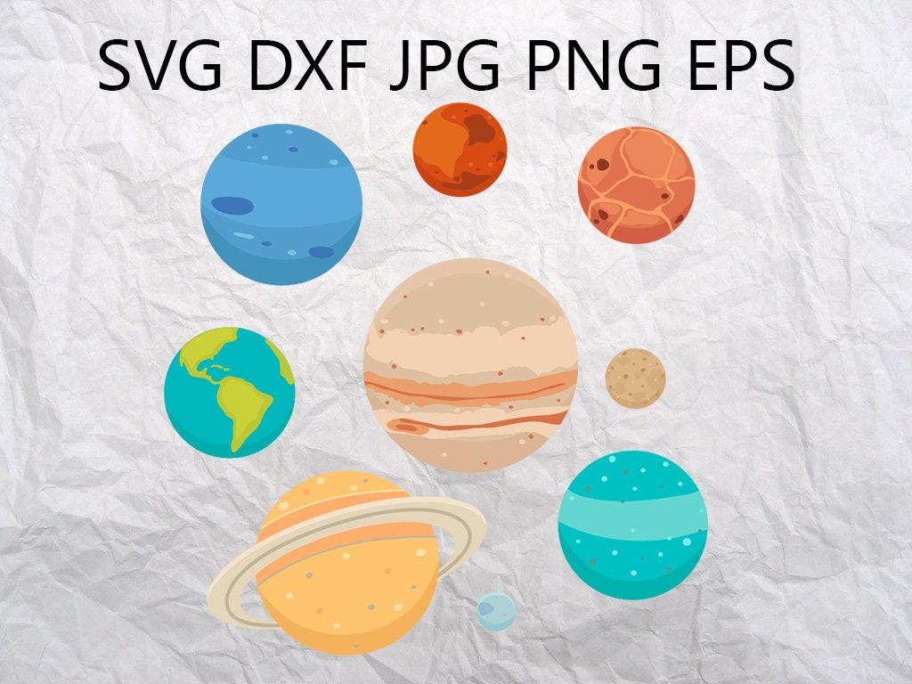 SVG solar system JPEG DXF eps vector solar system clipart | Etsy