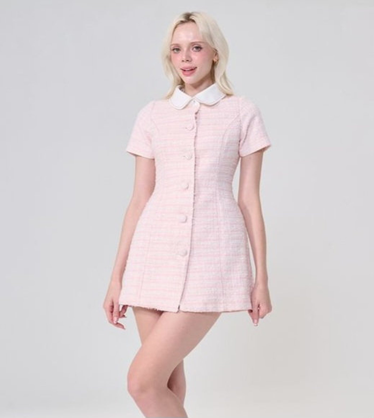 Tweed Dress, Tweed White Dress, Tweed Dress, Mini Dress Button Down ...