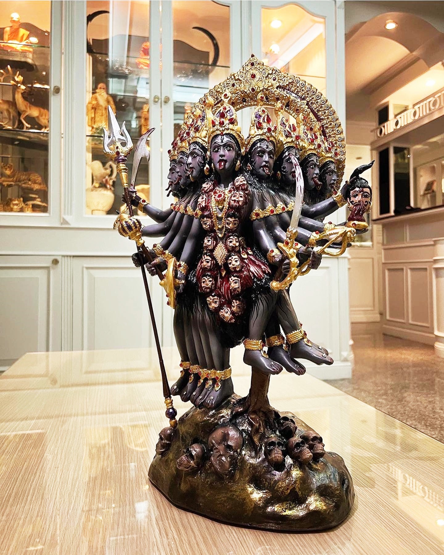 Large Kali Statue Black Mother Kali 9 Pages Silica Resin Work Goddess ...