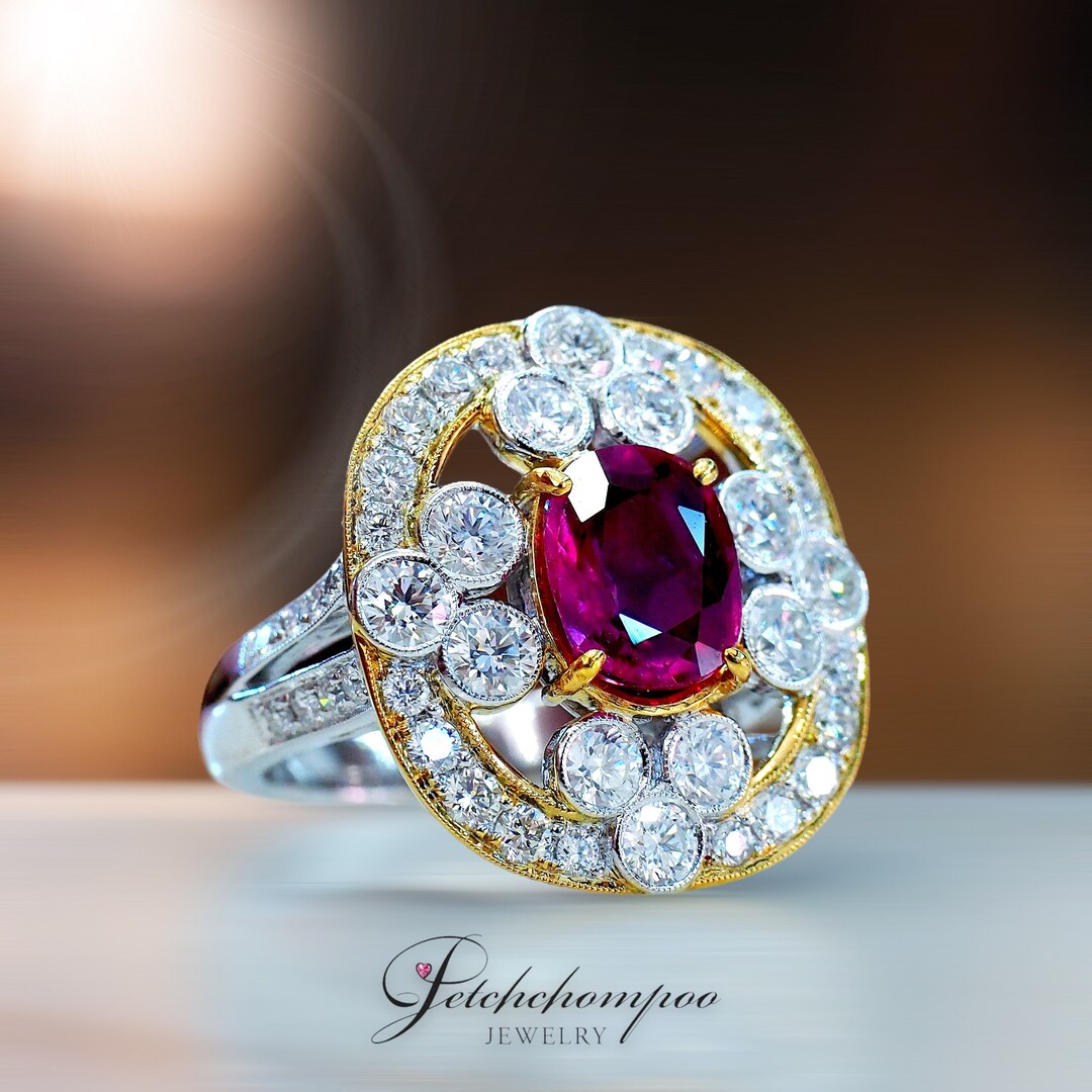 Genuine Ruby Diamond Ring in 18K White Gold. Womens Mens Bridal Wedding ...