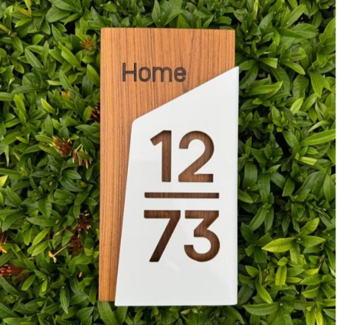 Metal Modern Outdoor House Number Sign Framed House Numbers Acrylic ...