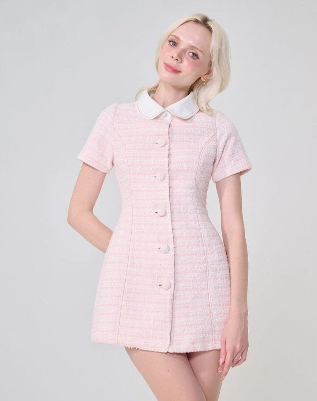 Tweed Dress, Tweed White Dress, Tweed Dress, Mini Dress Button Down ...