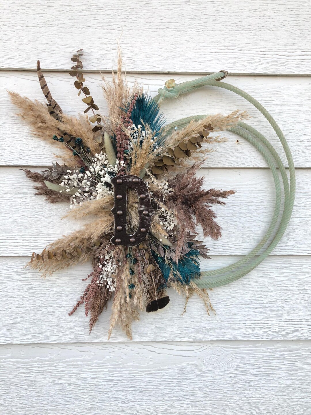 Rope Wreath Western Home Decor Rustic Home Lariat Wreath Western Lasso ...