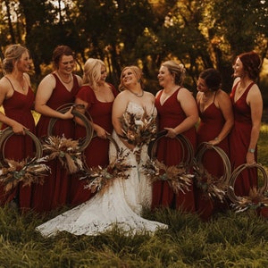 Boho Wood Flower Carrying Loop Chic Flower Bouquet Hoop Custom Bridal ...