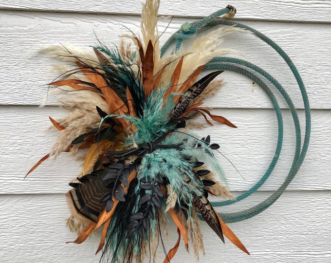 Floral & Rope Wreath | Western Bedroom Decor | Wedding Ceremony Decor ...