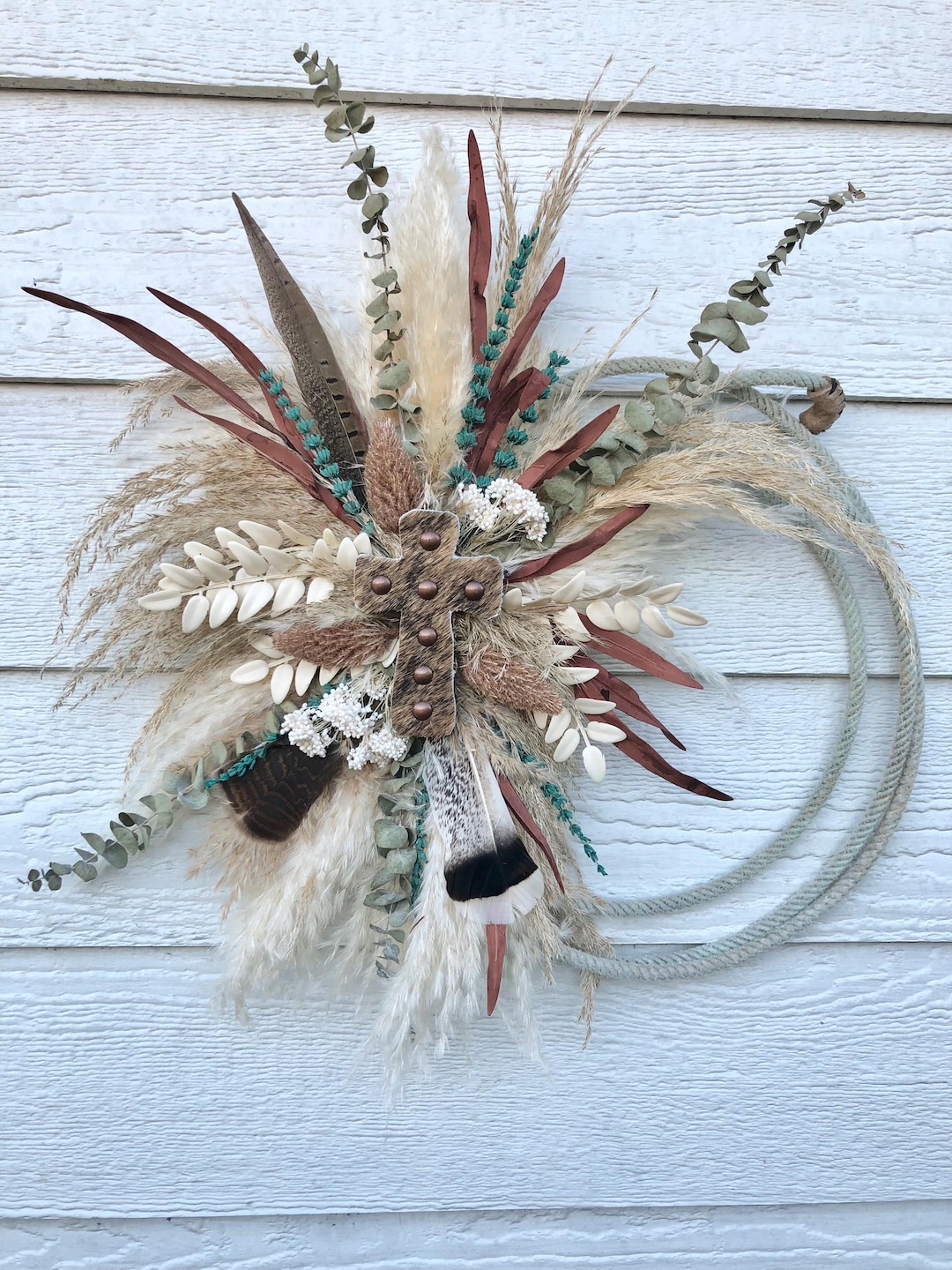 Lasso Wreath Western Decor Living Room Wreath Rustic Home Rope Wreath ...