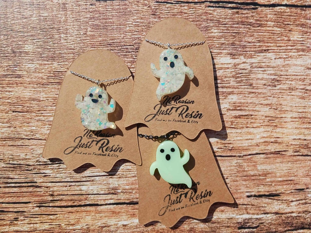 Glowing Ghost Necklace Epoxy Resin Halloween Fun Spooky Teacher Gift ...