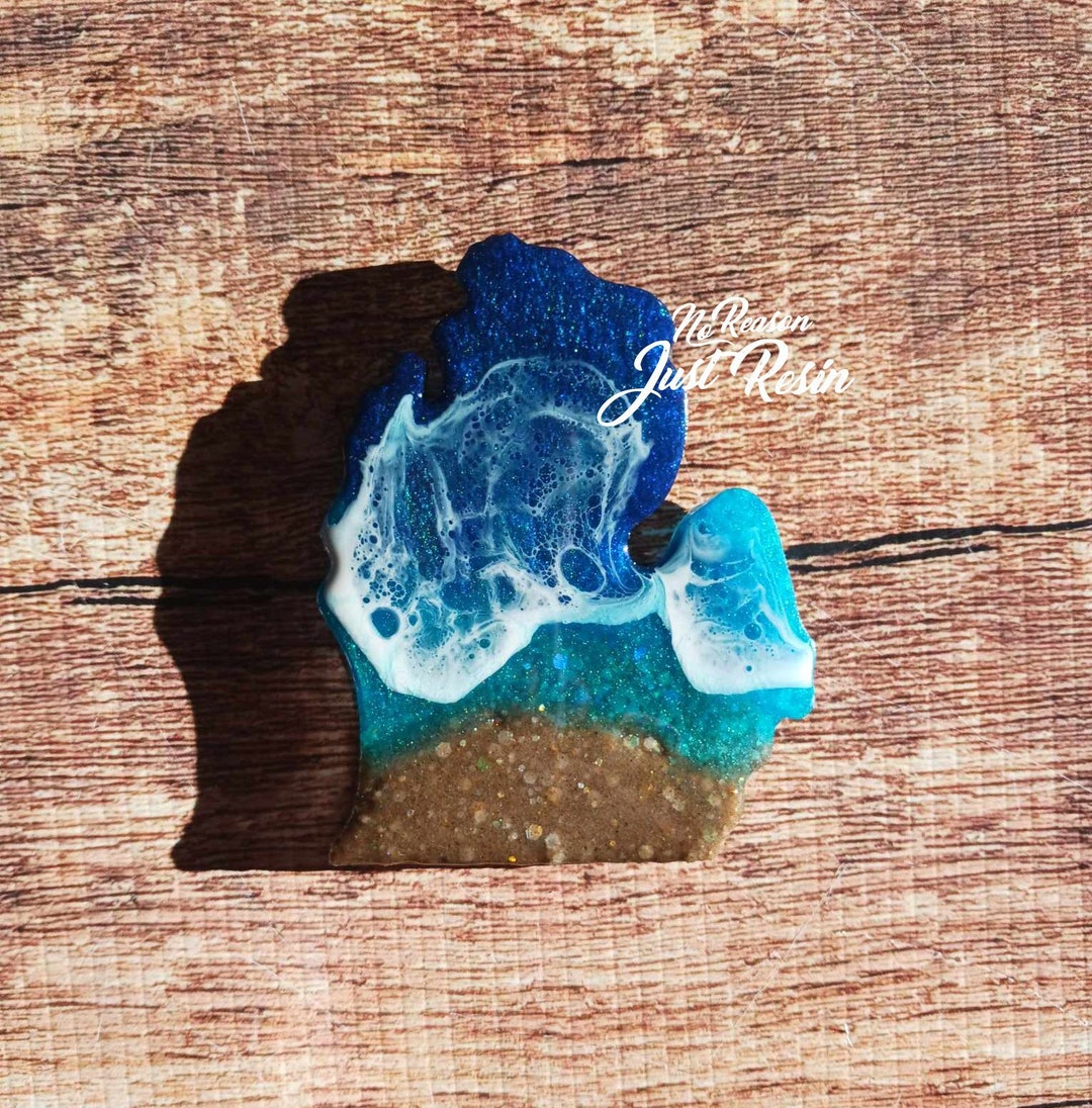 4.5" Mitten Magnet Glow Glitter Michigan Sand Caseville Beach Sand ...