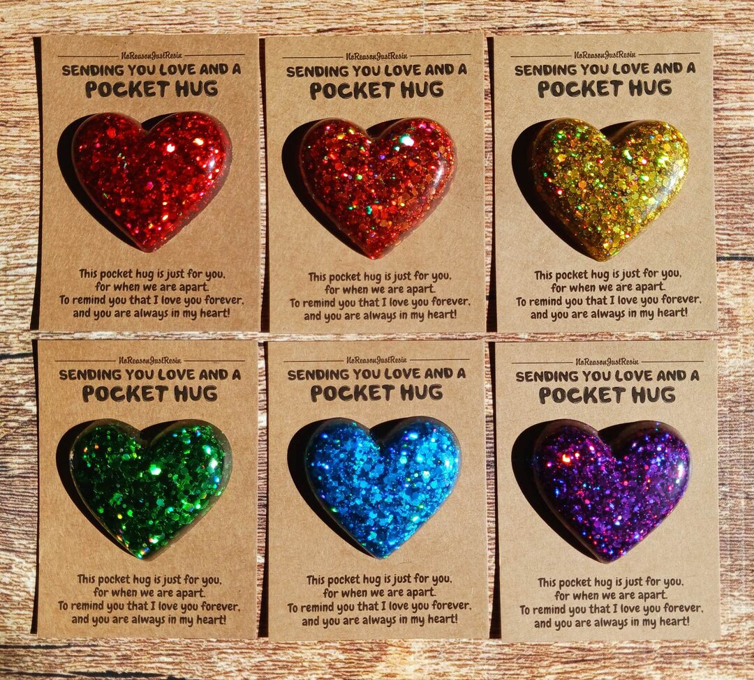Pocket Hug Heart, Resin Art, Thinking of You, Back to School, Valentine ...