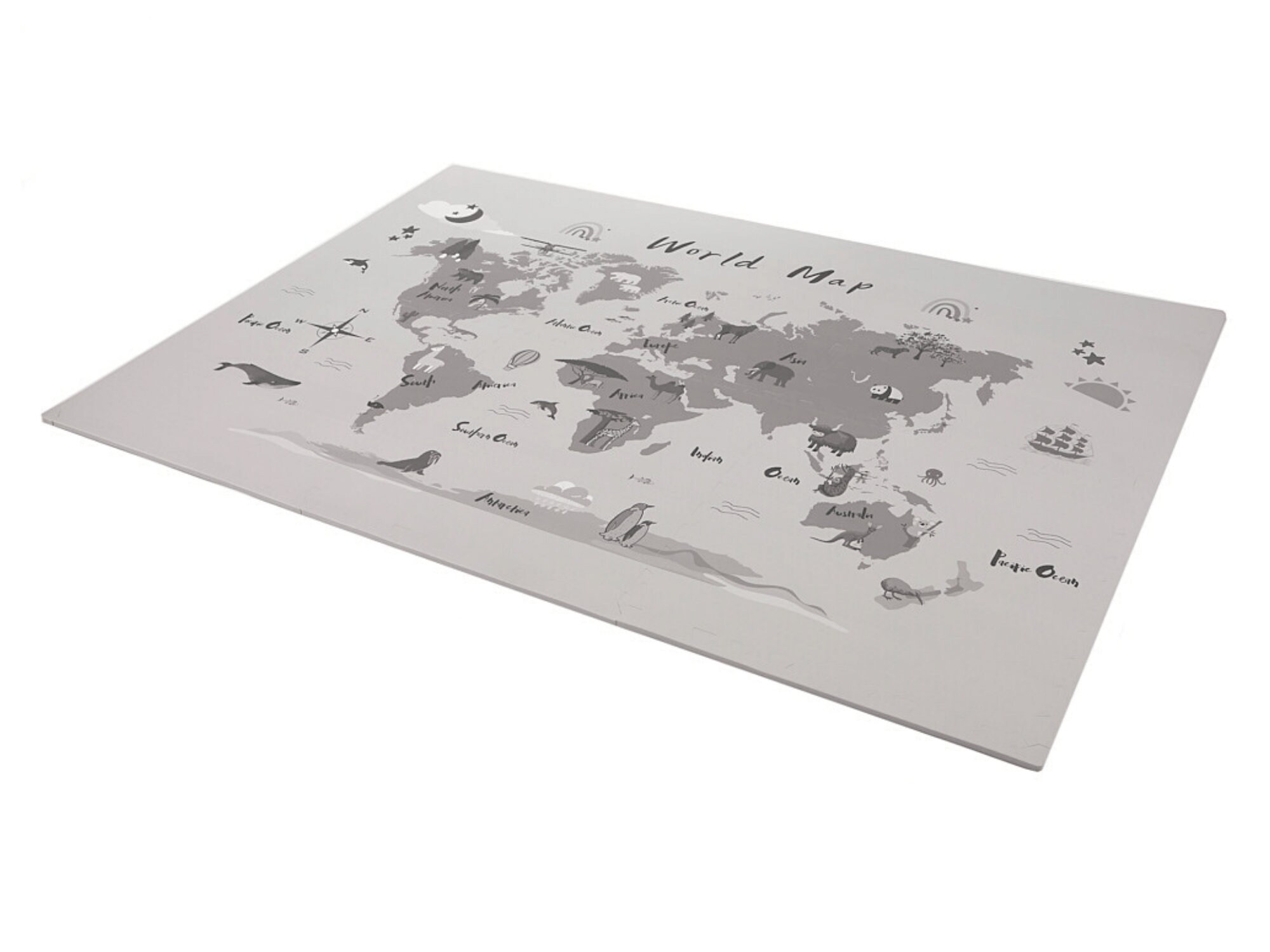World Map & Animals Soft Play Mats Eva Foam Non Slip Baby Safe Soft ...