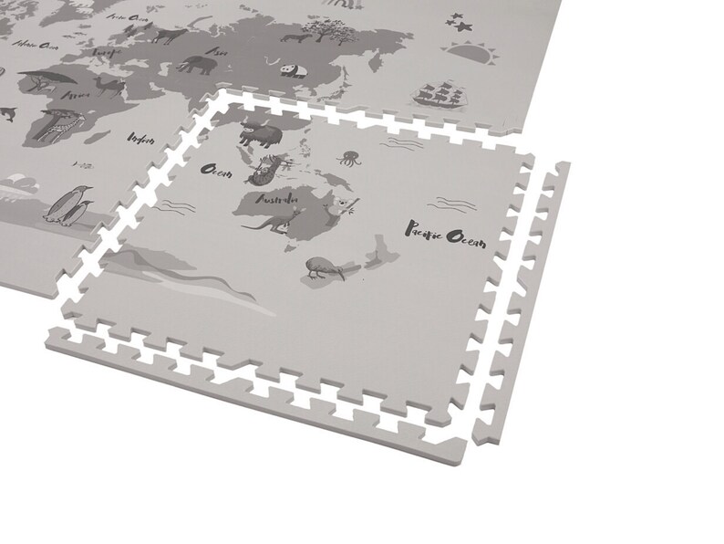 World Map & Animals Soft Play Mats Eva Foam Non Slip Baby - Etsy