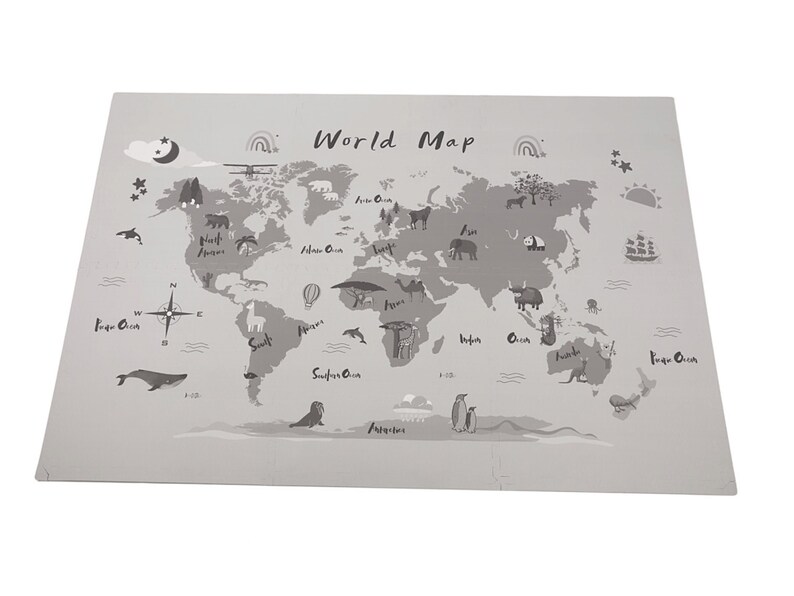 World Map & Animals Soft Play Mats Eva Foam Non Slip Baby - Etsy