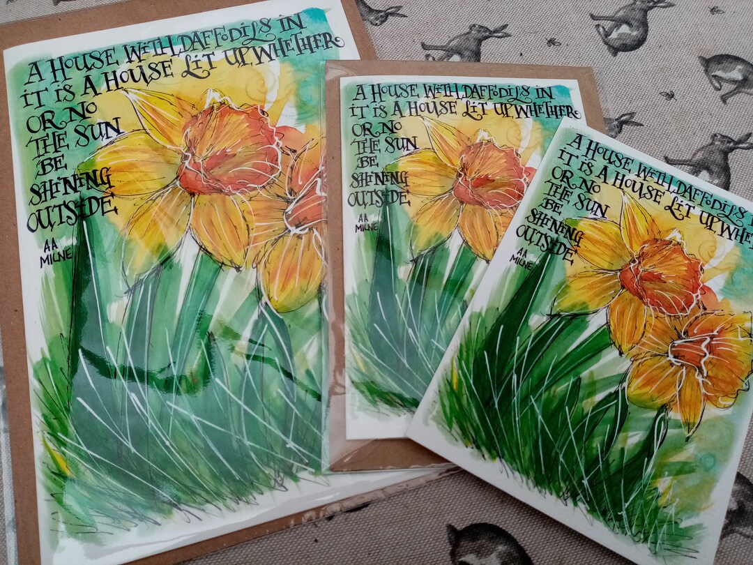 Daffodil Illustration Cards - Etsy